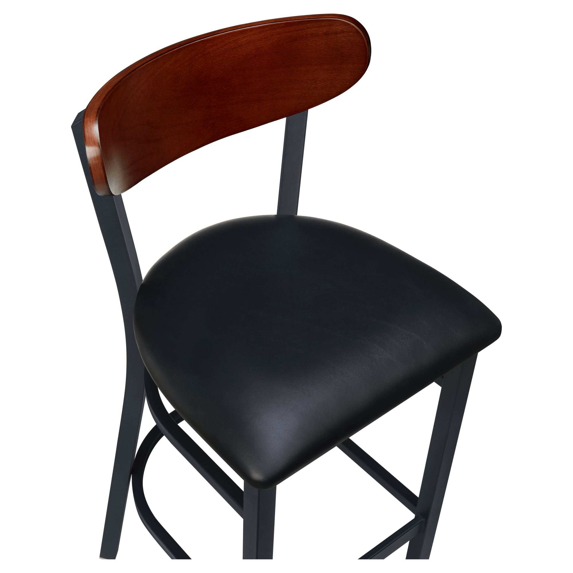 Curvy Metal Bar Stool with Wood Back
