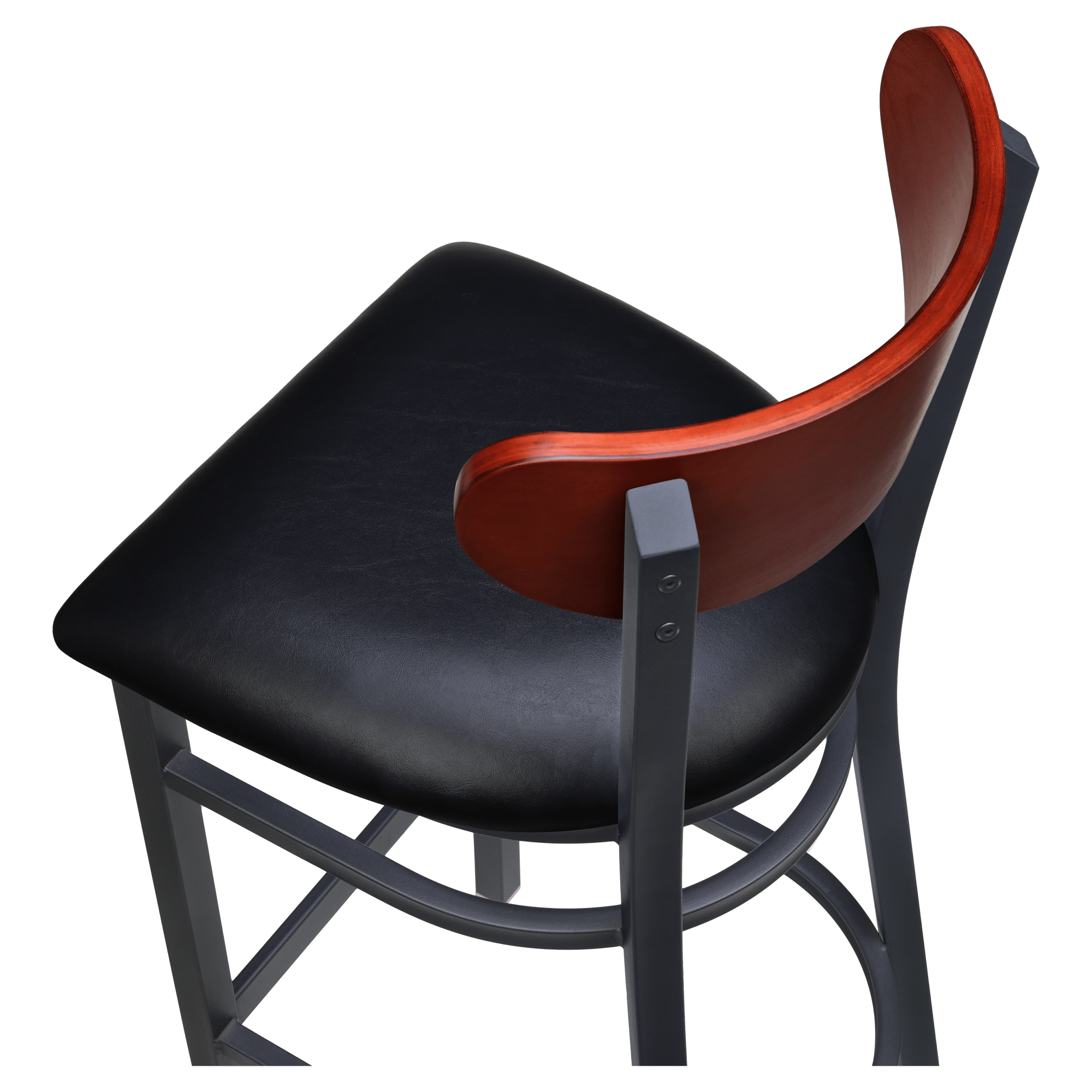 Curvy Metal Bar Stool with Wood Back