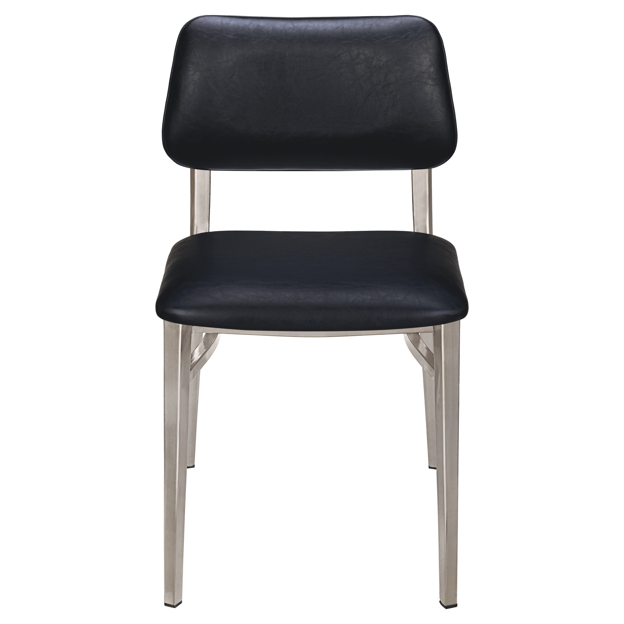 Luca Metal Chair with Padded Back in Clear Coat Finish