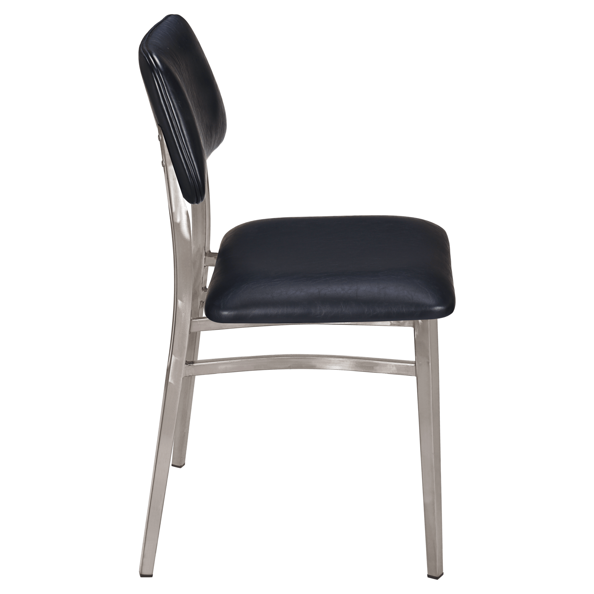 Luca Metal Chair with Padded Back in Clear Coat Finish