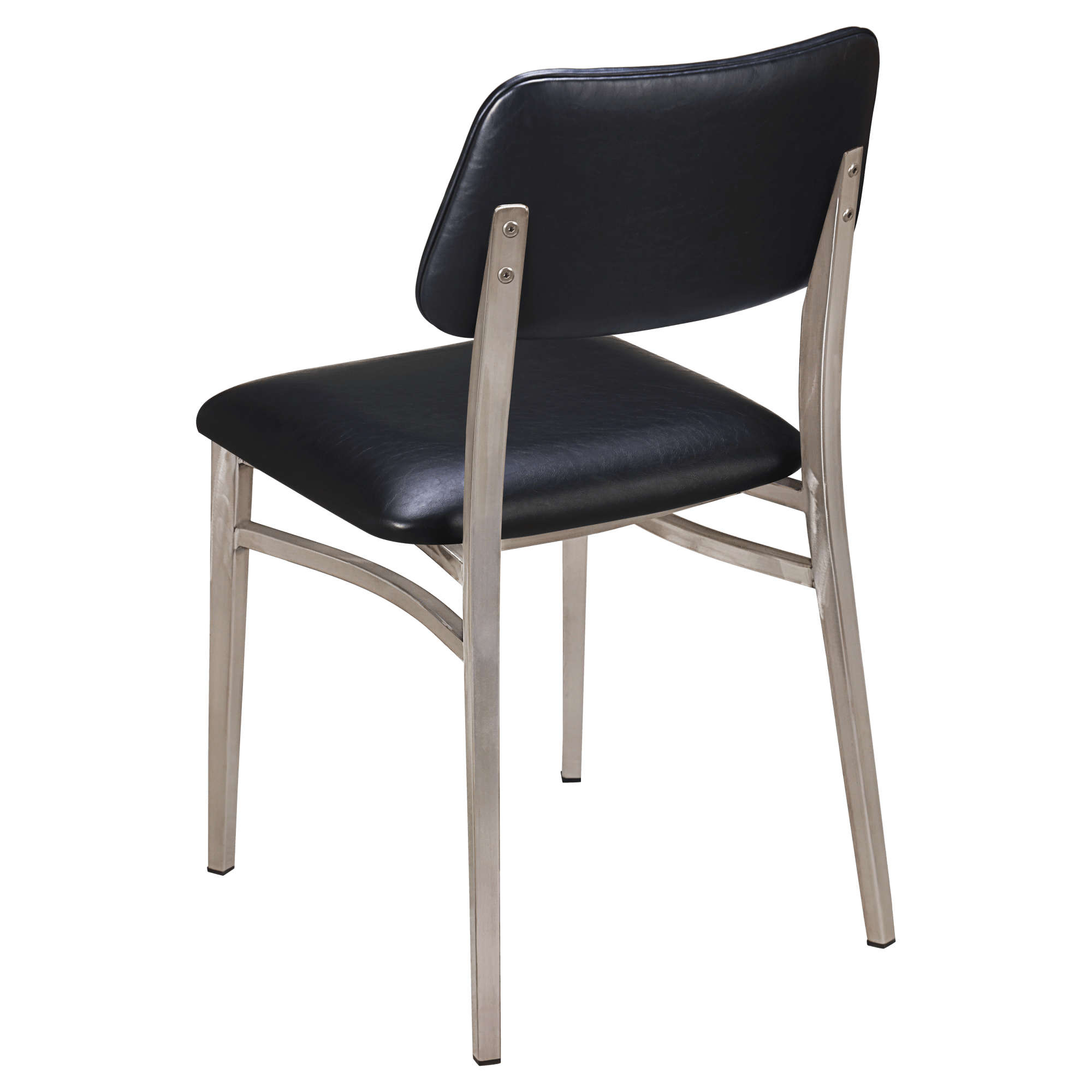 Luca Metal Chair with Padded Back in Clear Coat Finish