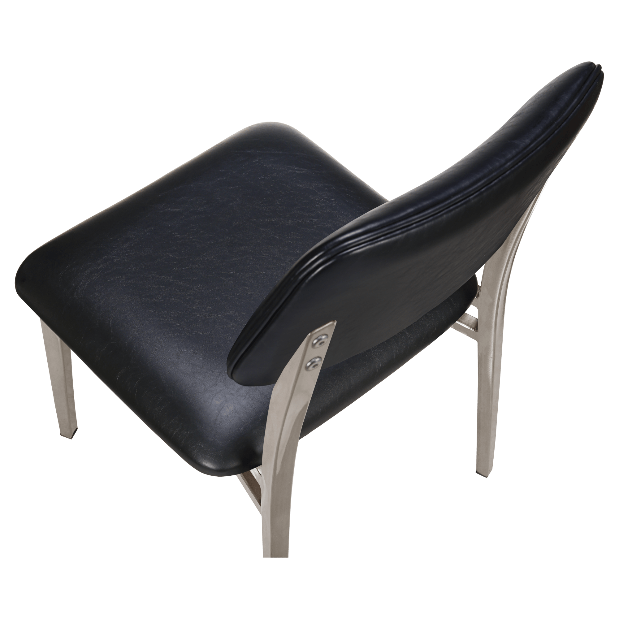 Luca Metal Chair with Padded Back in Clear Coat Finish