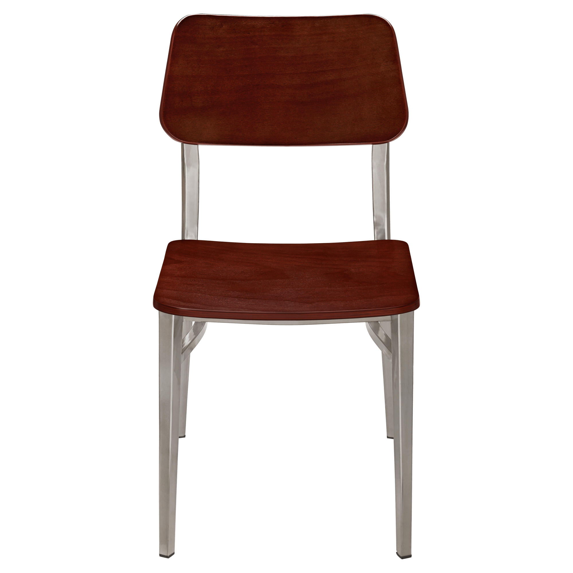 Luca Metal Chair with Wood Back in Clear Coat Finish