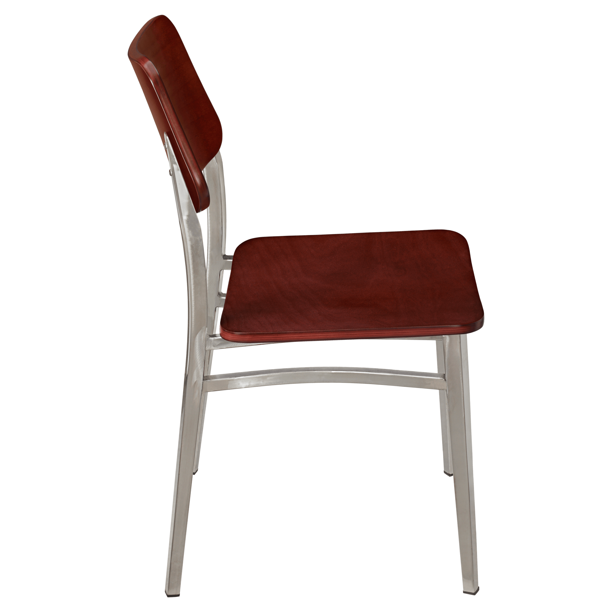Luca Metal Chair with Wood Back in Clear Coat Finish