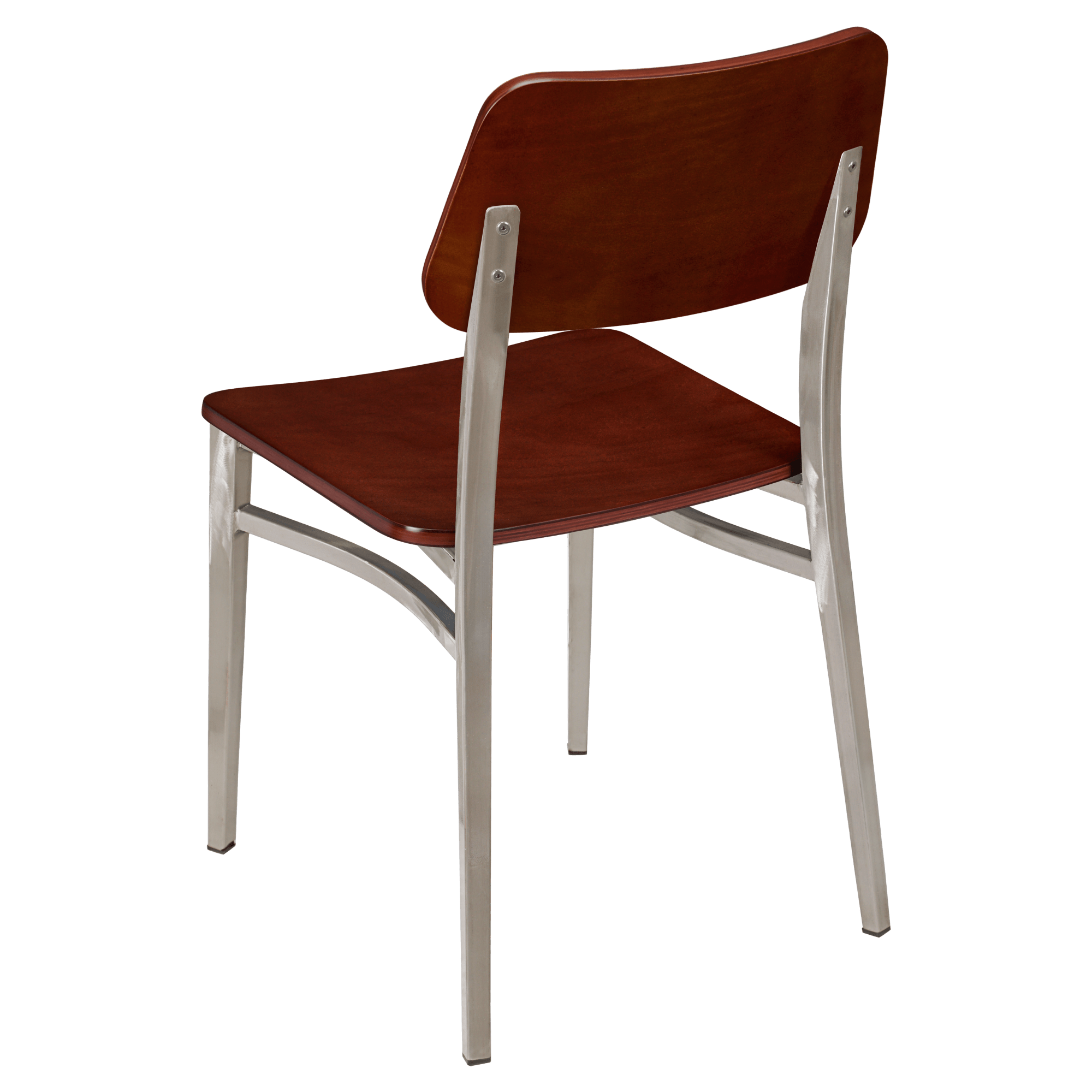 Luca Metal Chair with Wood Back in Clear Coat Finish
