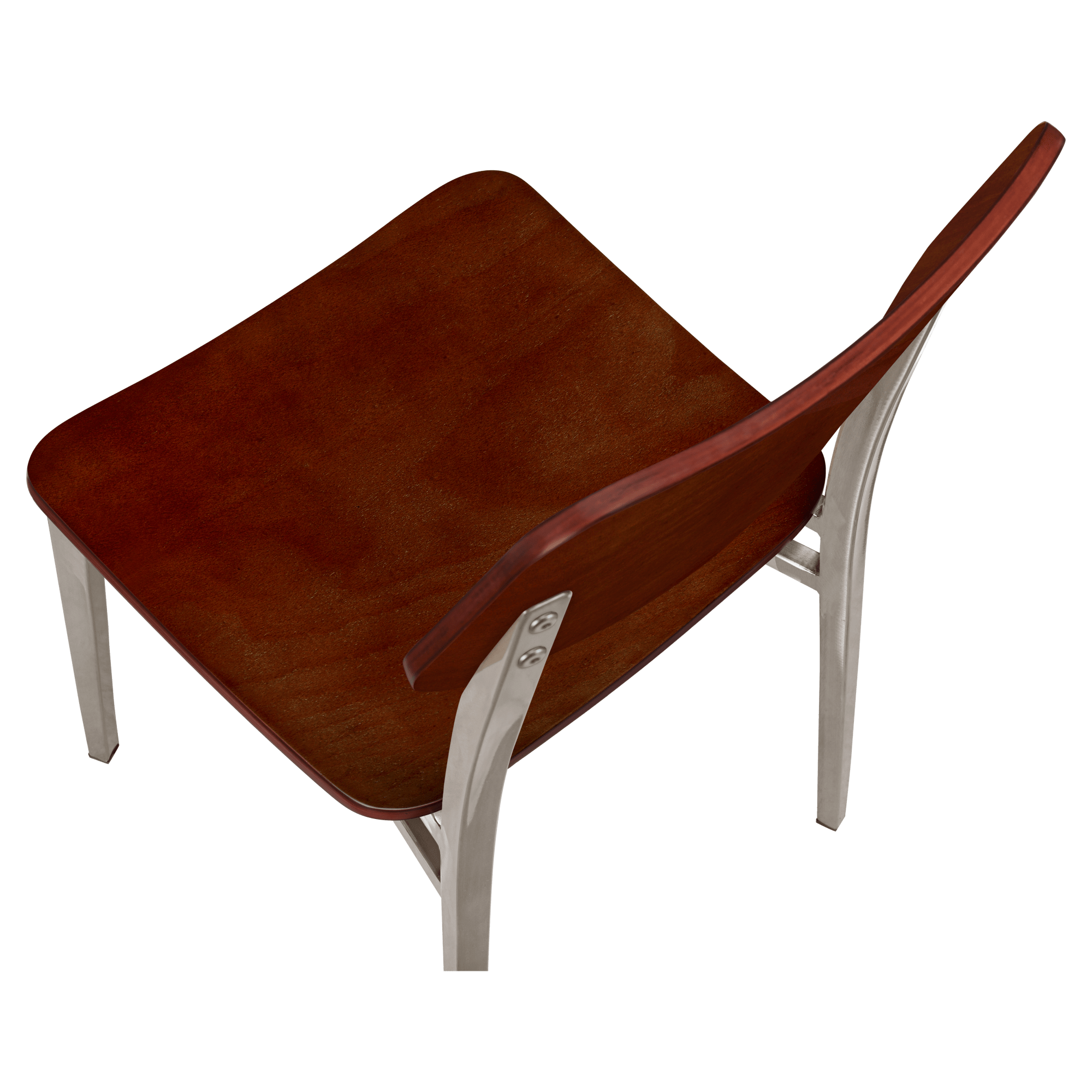 Luca Metal Chair with Wood Back in Clear Coat Finish