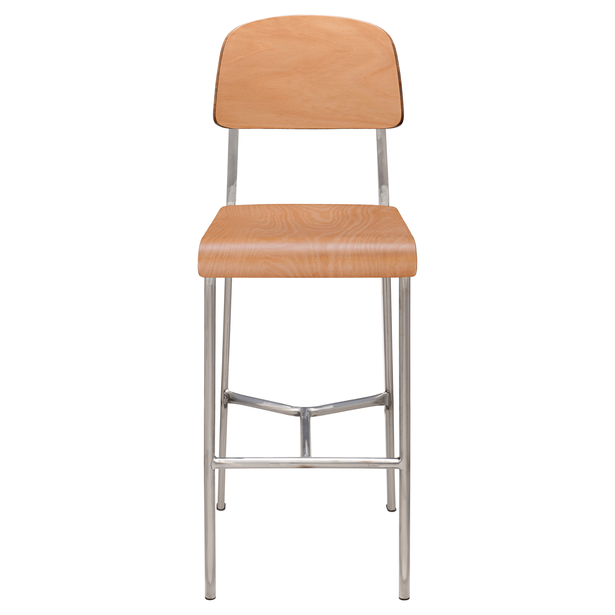Nico Bar Stool with Wood Back in Clear Coat Finish