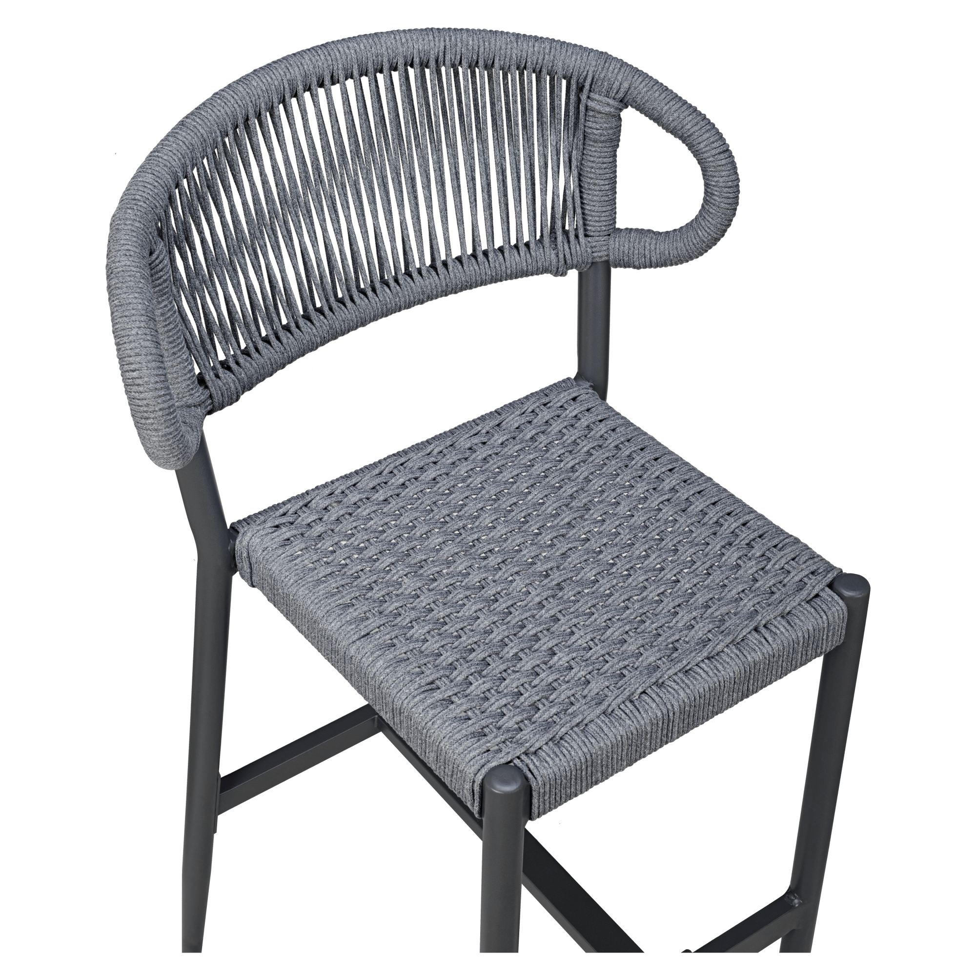 Marina Aluminum Outdoor Bar Stool in Slate Gray Rope