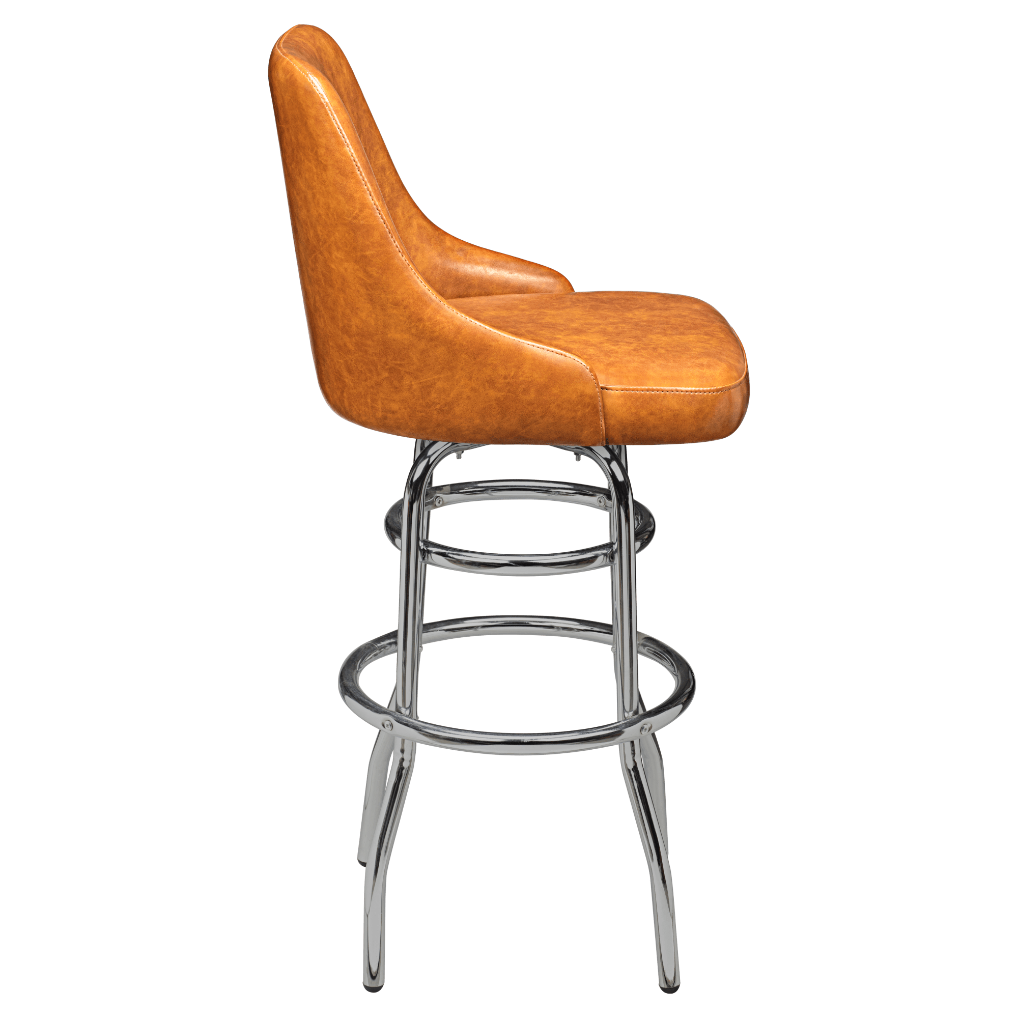Premium Mauro Bucket Swivel Bar Stool with Chrome Frame