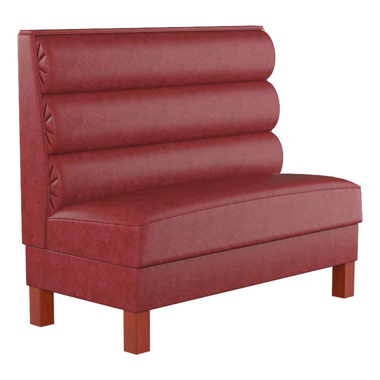 Horizontal 3 Channel Back Restaurant Booth with Wood Legs