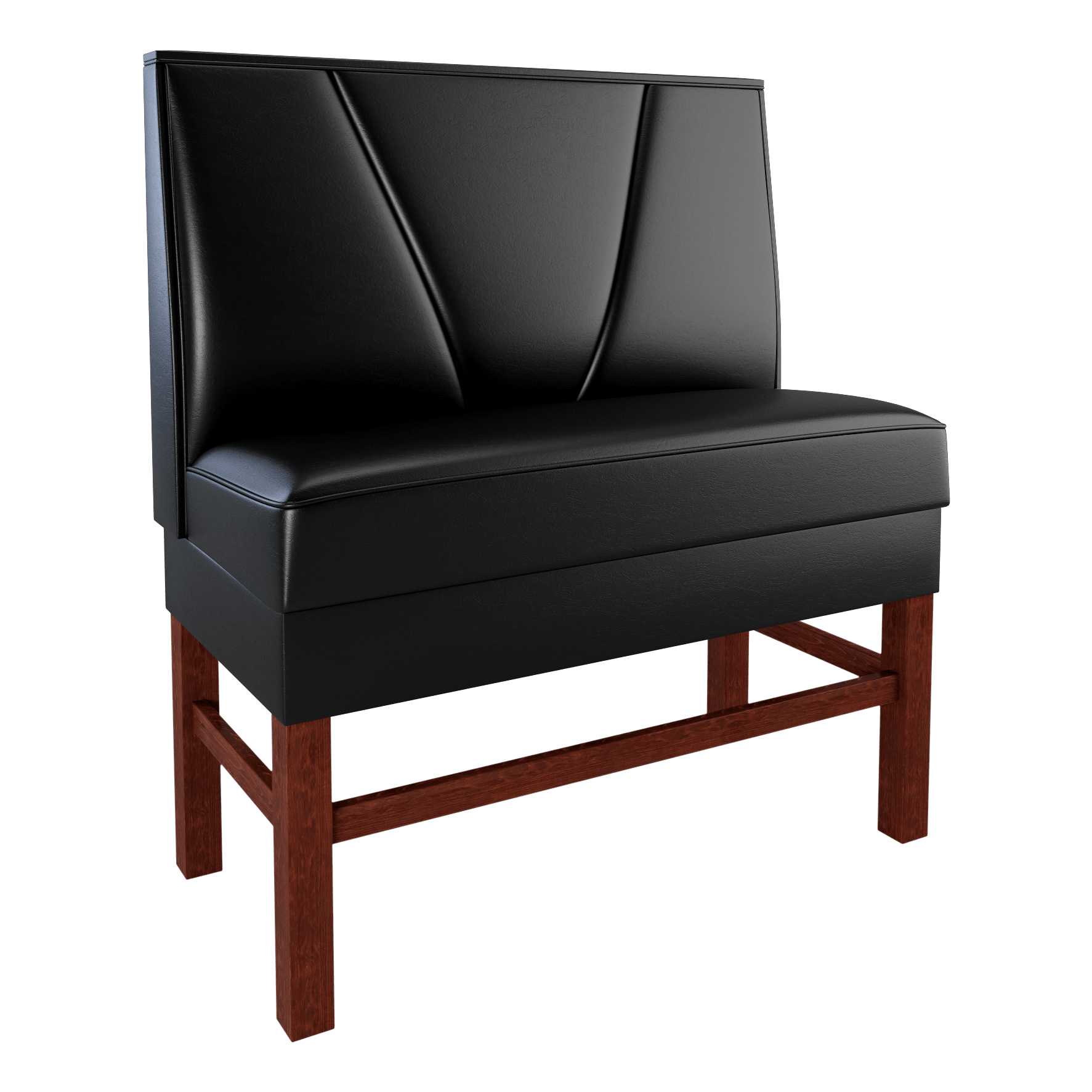 V Shape Back Restaurant Booth with Extended Wood Legs - Bar Height